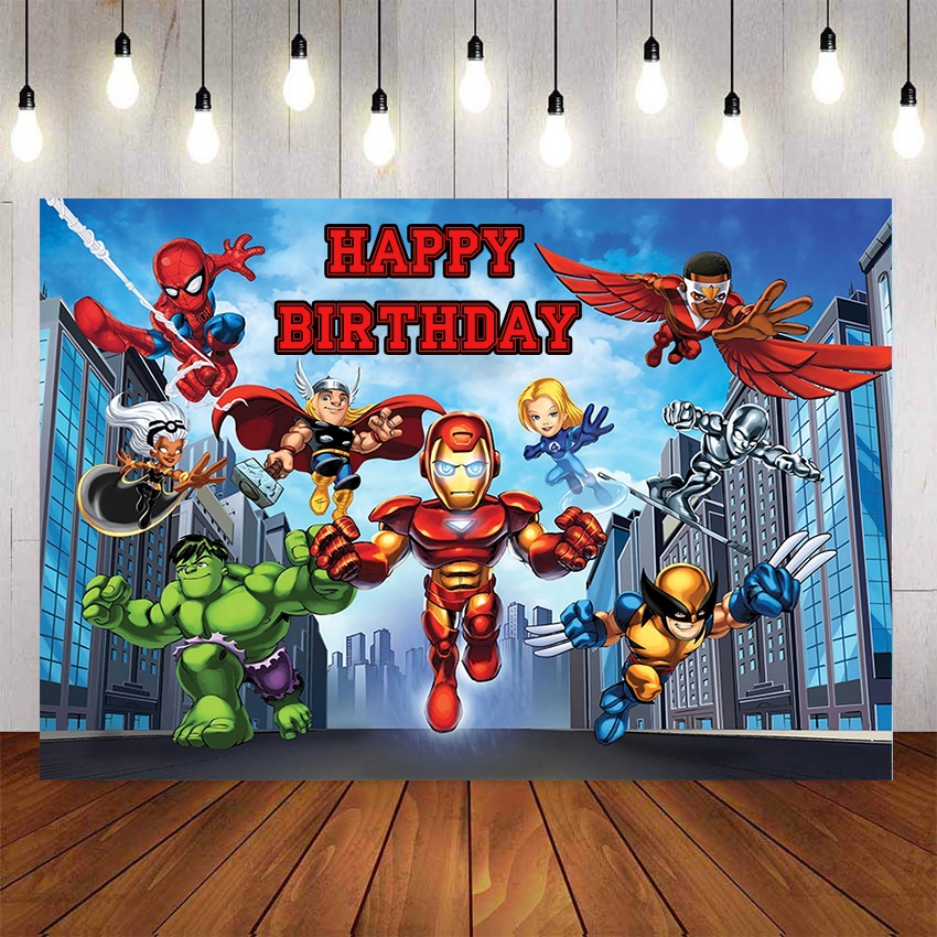 Superhero Baby Birhday Party Comics Avengers Poster Portrait Photo ...