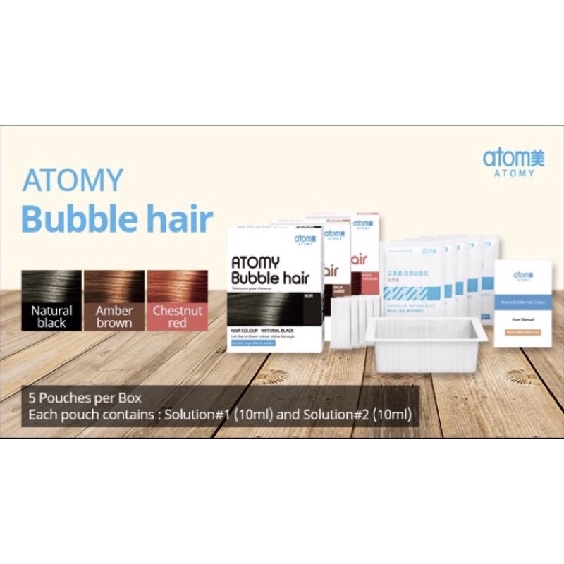 Atomy Bubble Hair Colour 艾多美 Natural Black/Amber Brown/Chestnut Red ...
