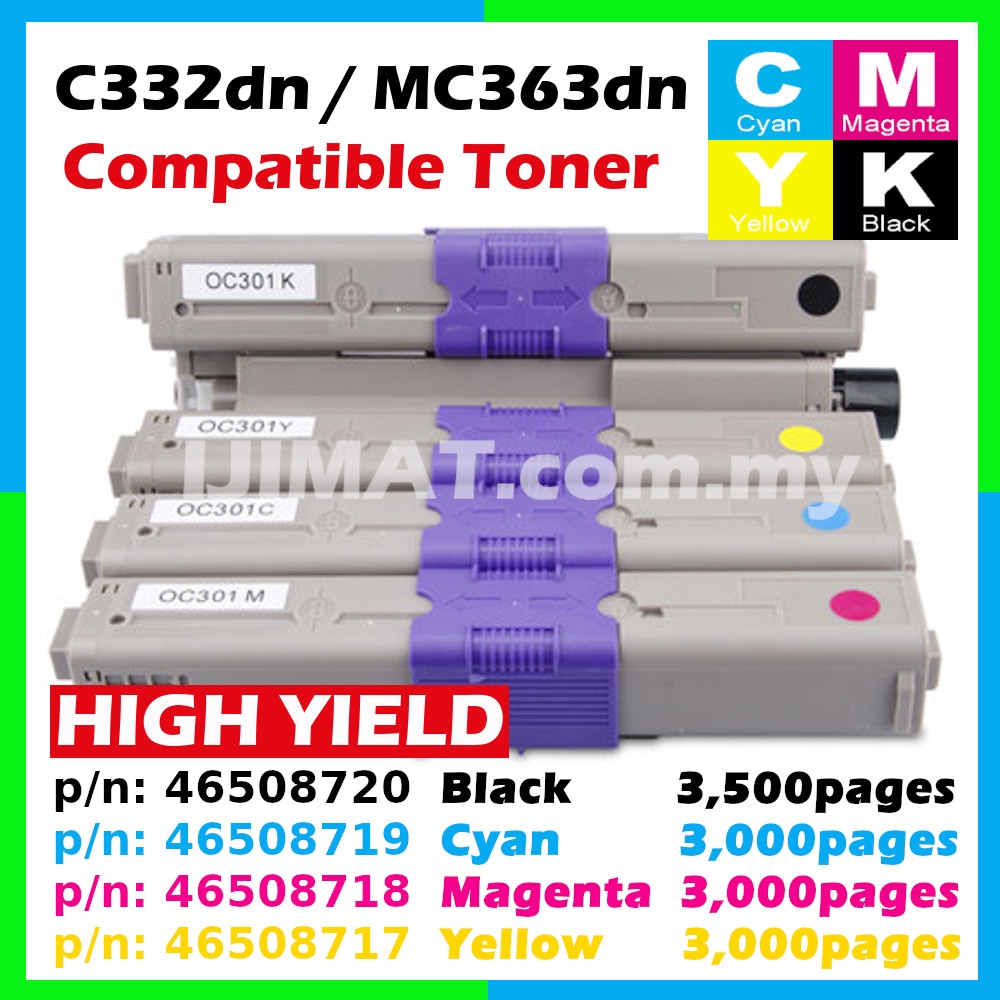 Compatible Colour Laser Toner For OKI C332 MC363 C332dn MC363dn Okidata ...