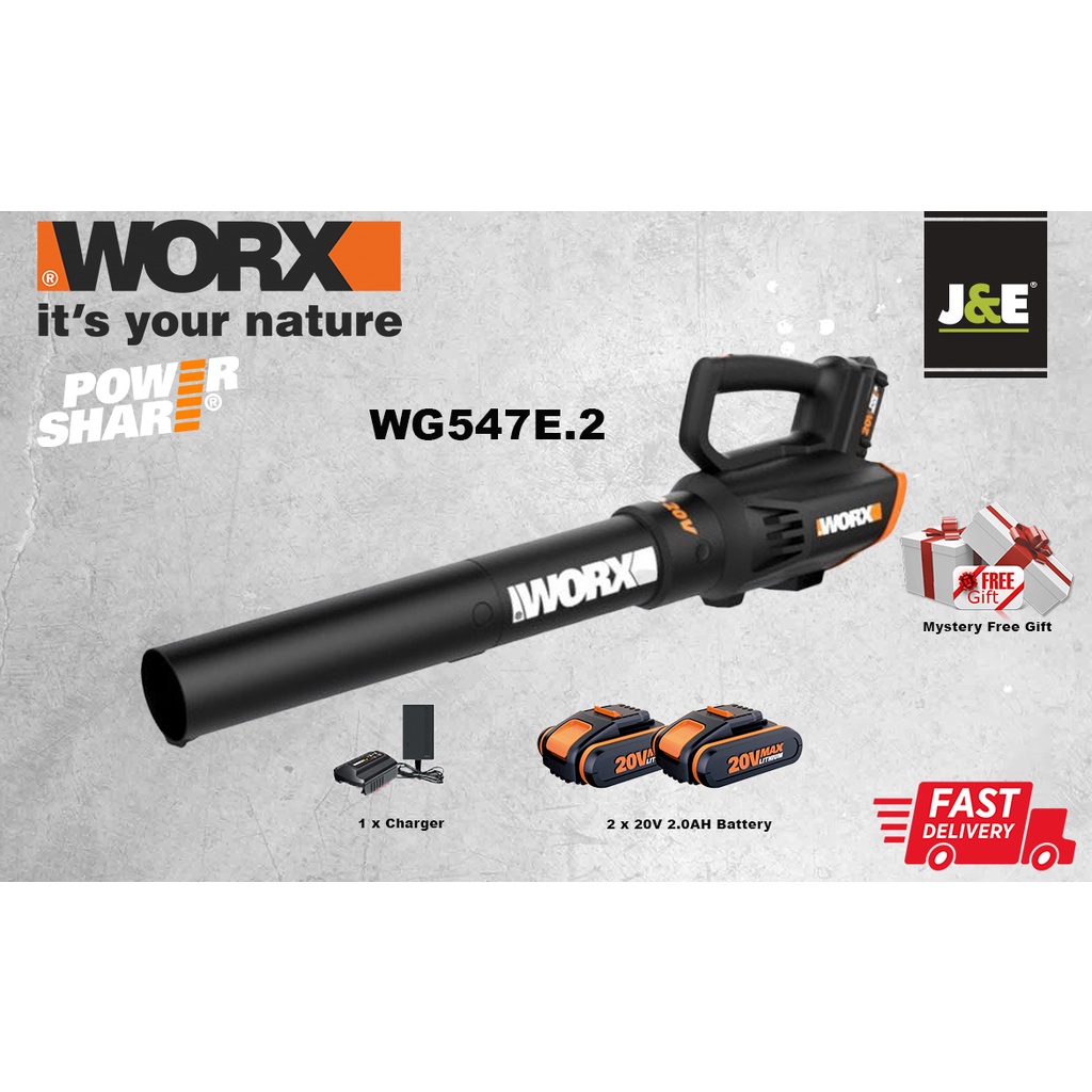WORX WG547E LEAF BLOWER TURBINE Cordless POWERSHARE 20V Li-Ion Battery ...