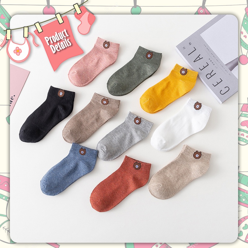 [Little B House] Cute Bear Boat Socks Ladies Short Tube Polyester ...