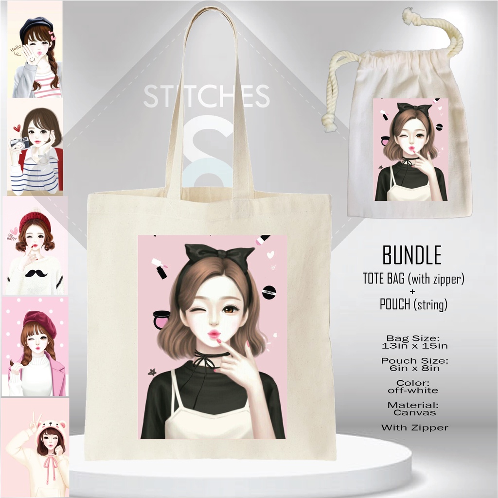 S&P_Bundle Tote Bag + Pouch (Korean Girls) | Shopee Malaysia