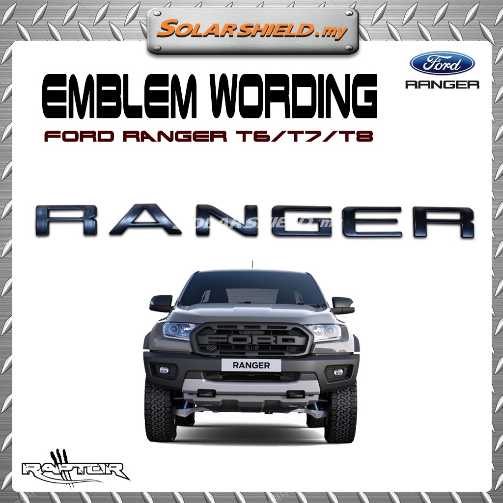 Ford Ranger Grille Top Logo Letter 3D Emblem Black Color (Small ...