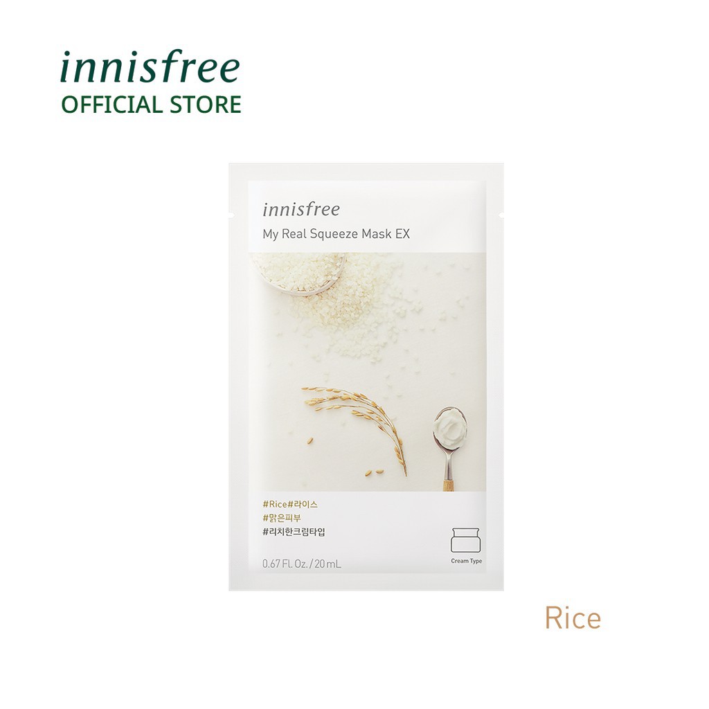 Innisfree My Real Squeeze Mask - Rice (20ml) | Shopee Malaysia