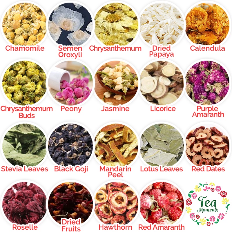 [20g] Flower Tea Sakura Rosehip Peony Rose Calendula Jasmine Roselle ...