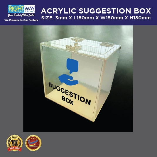ACRYLIC SUGGESTION BOX I SIZE: 3MM X L180MM X W150MM X H180MM | Shopee ...