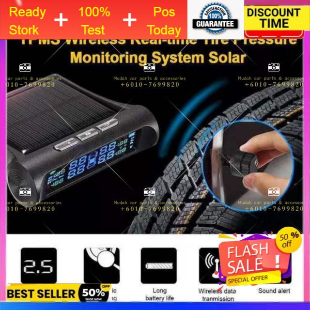 READY STOCK wireless Solar Tyre sensor TPMS TIRE AIR PRESSURE SYSTEM ...