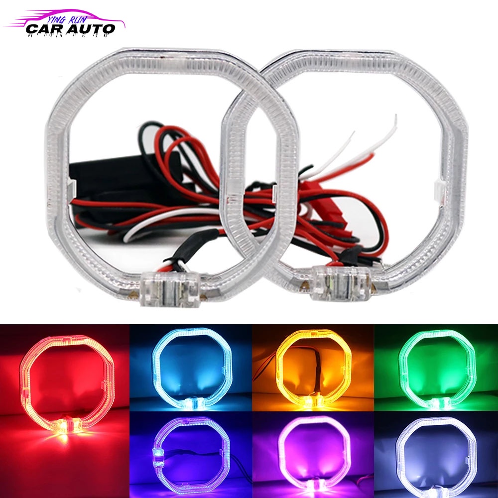 2pcs Square Shape Angel Eyes Kit Light Guide Halo Ring LED DRL ...