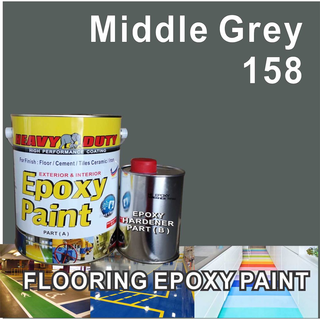 158 MIDDLE GREY ( 5L ) HEAVY DUTY EPOXY WATERPROOF FLOOR PAINT . HEAVY ...