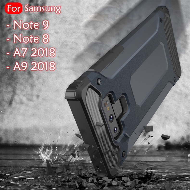Samsung Galaxy A7 2018 A9 2018 Note 8 Note 9 Armor Shockproof Case Hard ...