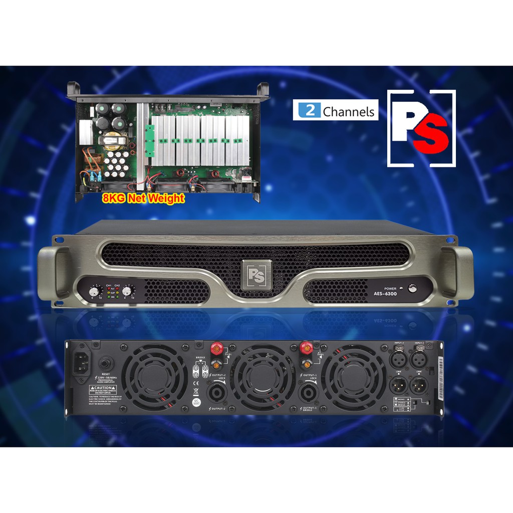 PS Pro Sound Stage Audio AES-6300 Professional Power Amplifier (2200Wx2 ...