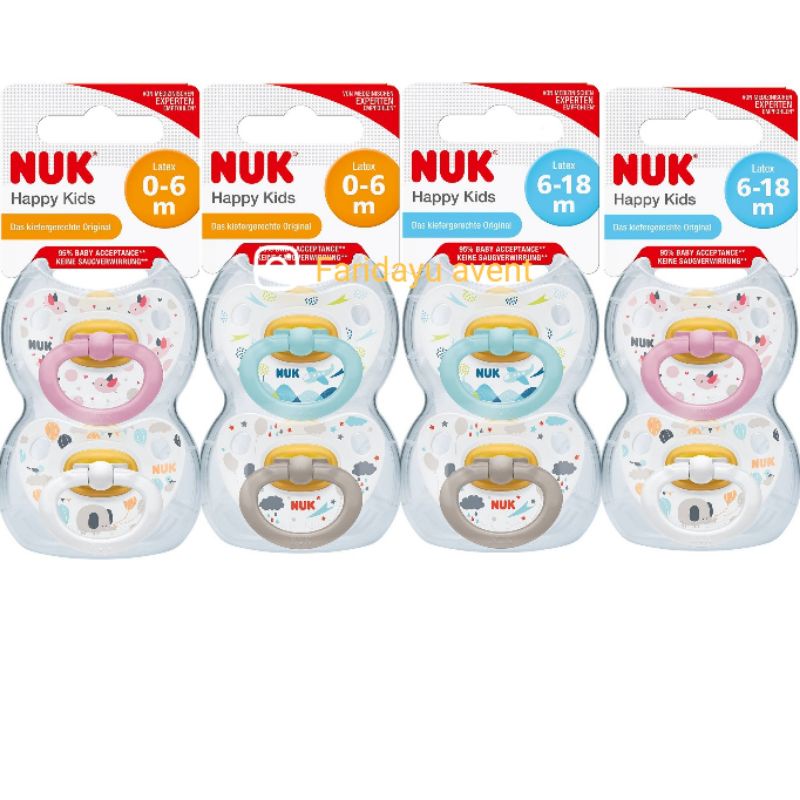 ORIGINAL NUK Happy Kids Blue Sky Design Latex Soother Twin Pack 2 pcs pacifier | Shopee Malaysia