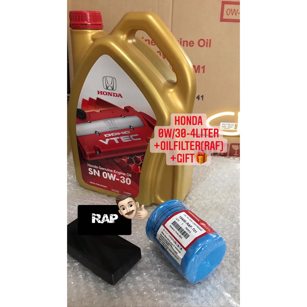 ORIGINAL HONDA 10W/30-5W30-0W20-0W30 ENGINE OI L 4LITER FOC(RAF)HONDA OIL FILTER( +FREE GIFT ...