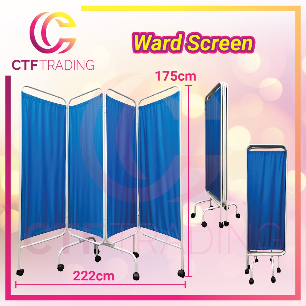 Ward Screen 4 Fold With Blue Curtain ( Skrin Wad Hospital ) | Shopee ...