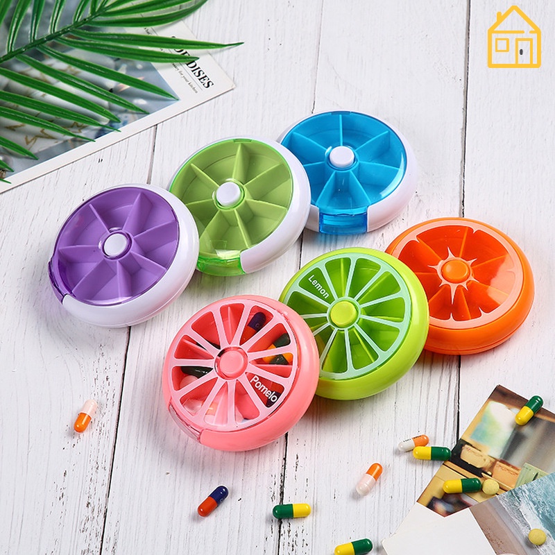 Health Care Medicine Pill Box / 7 Grid Round Fruit Shape Weekly ...