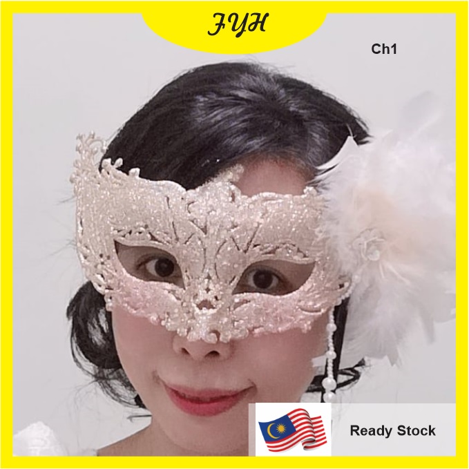 ⚡READY STOCK⚡ Gold Champagne Masquerade Mask Stick Party Mask Stick ...