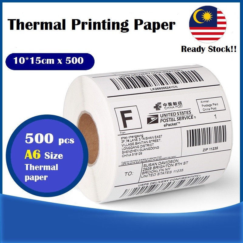 [500pcs] 100x150mm A6 Waybill Thermal paper LZ | Shopee standard ...