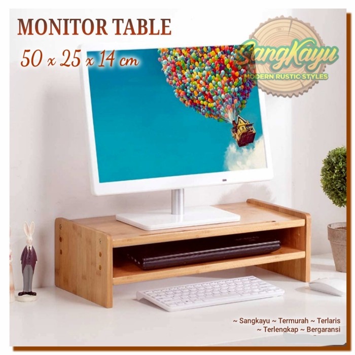 KAYU Wooden monitor table 2 minimalist laptop monitor table - Mahogany ...