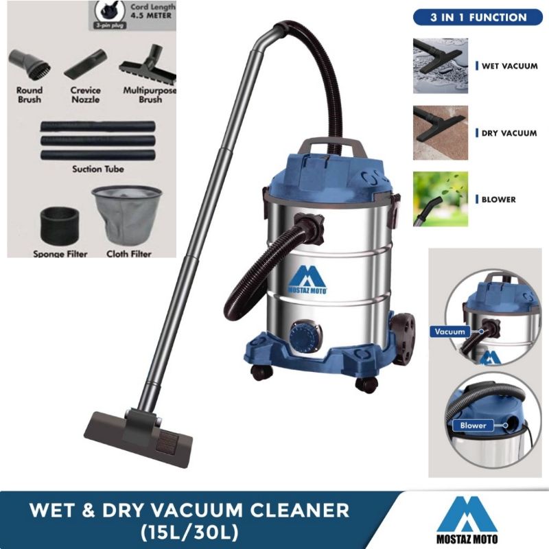 Mostaz Moto 15L & 30L (3IN1) Vacuum Cleaner | Wet & Dry Vacuum Cleaner | Vacuum + Blower | MSVC ...