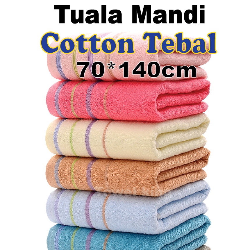 Tuala Mandi Cotton Tebal 70x140 Kain Tuala Dewasa Towel Absorbent Line ...