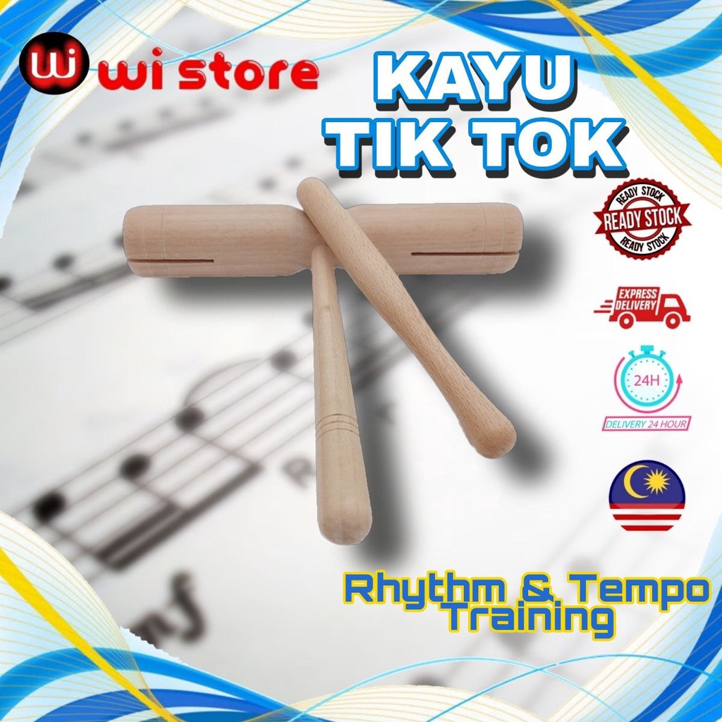 Percussion Two Tone Block & Beater T-Shape Woodblock / Alat Muzik Kayu ...
