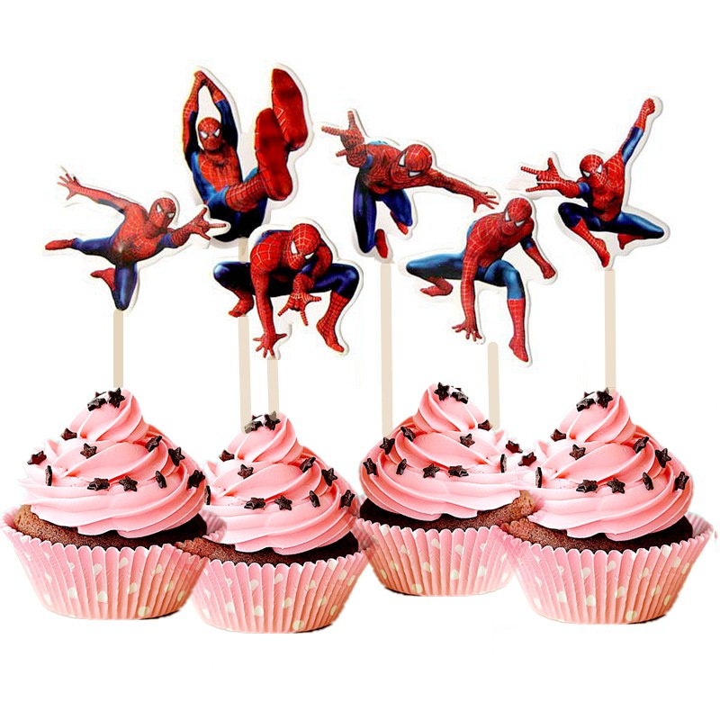 24pcs/set Spiderman Cake topper pick Toppers Party Supplies Birthday ...