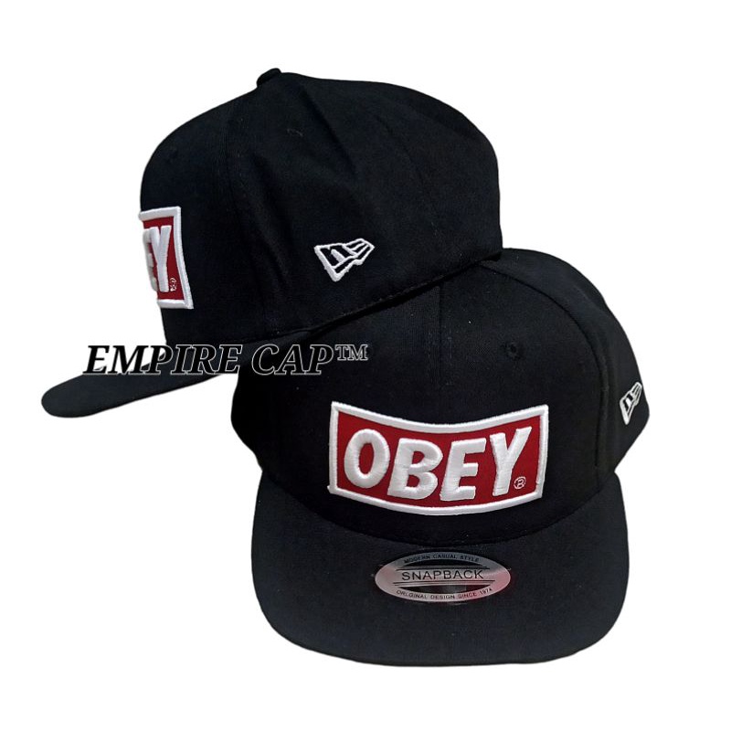 Obey Black Embroidery Logo Men's Women's Hat New Era Snapback Cap ...