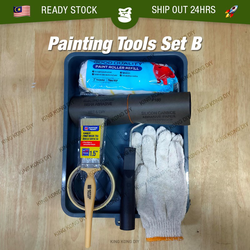 SET B (6 in 1) PAINTING TOOLS 7" NIPPON PAINT Roller Set / Brush ...