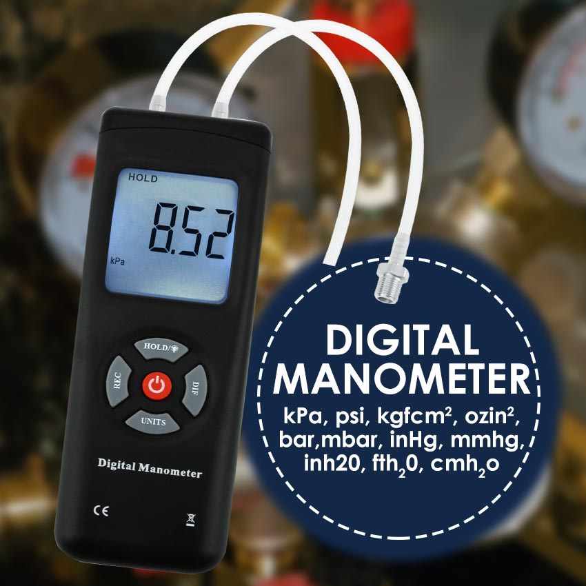 Digital Manometer, Portable Handheld Air Vacuum/ Gas Pressure Gauge ...
