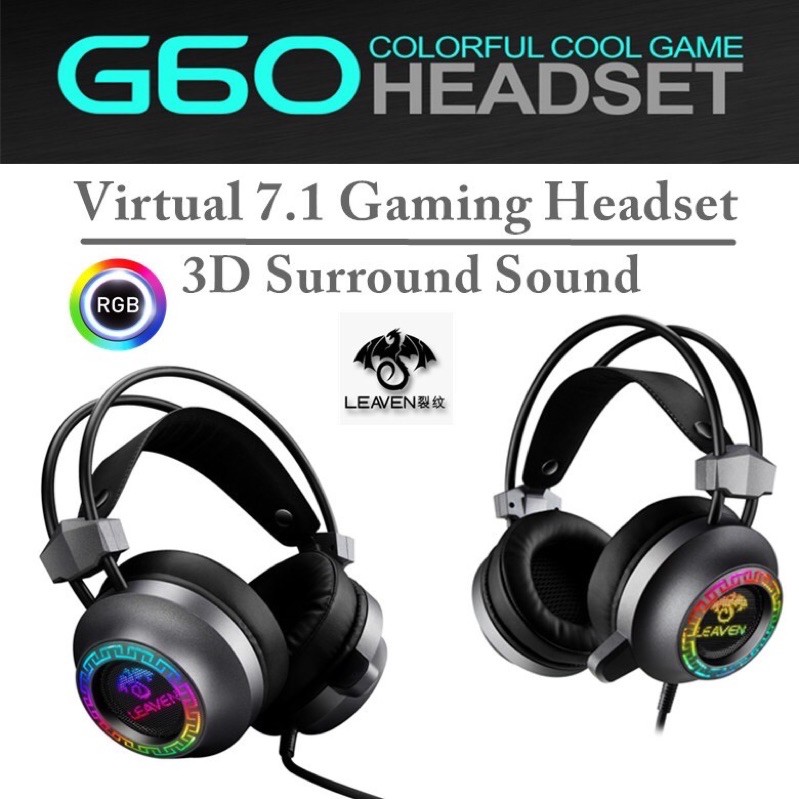 [NEW] Leaven G60 7.1 Surround Sounds Gaming Headset with Noise ...