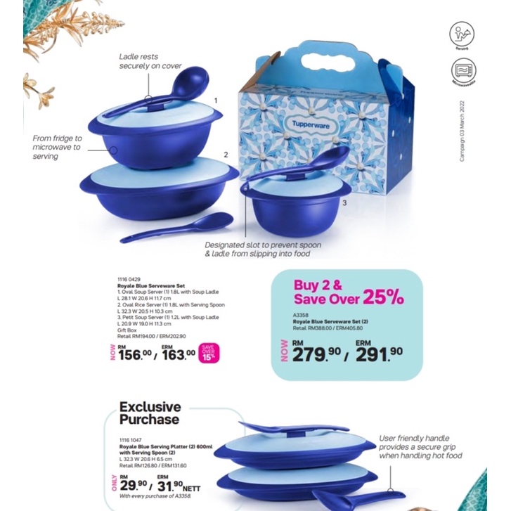 Tupperware Royale Blue Serveware Set 5pcs | Shopee Malaysia