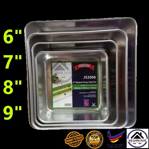 Aluminium Extra Deep Square Cake Mould 6/7/8/9 Inch Loyang Segi Empat ...