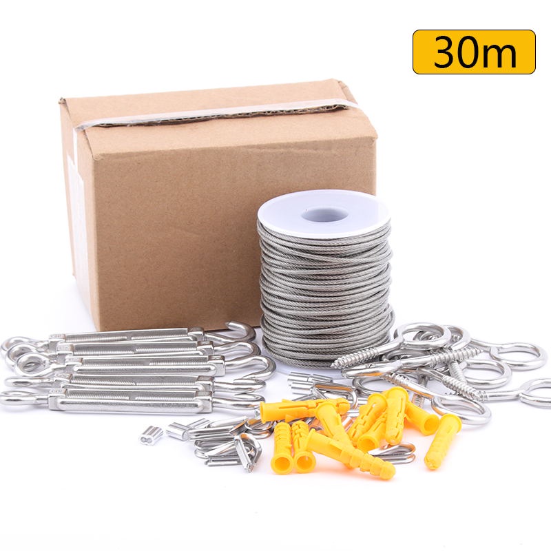 56PCS/set of 30m steel PVC coated soft steel wire rope soft cable ...