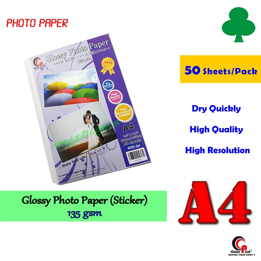 Glossy Photo Paper (STICKER) A4 135gsm (50 sheets) | Shopee Malaysia