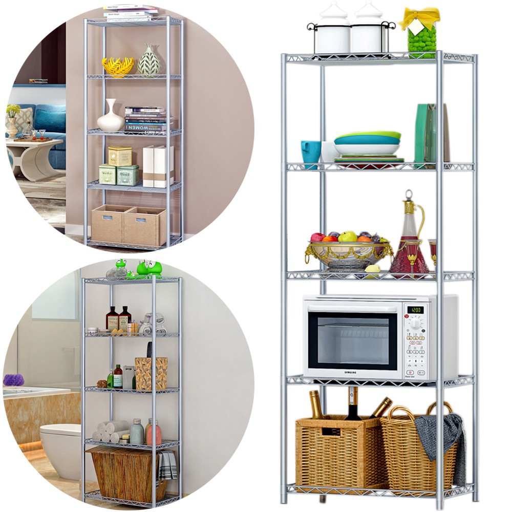 5 Tiers Multipurpose Metal Kitchen Organizer Storage Rack Shelves Rak ...