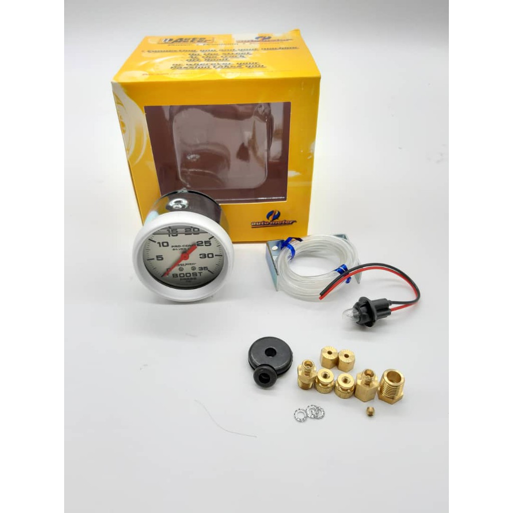 Auto meter blower 35 psi boost turbo gauge white 4x4 carbon fiber face ...