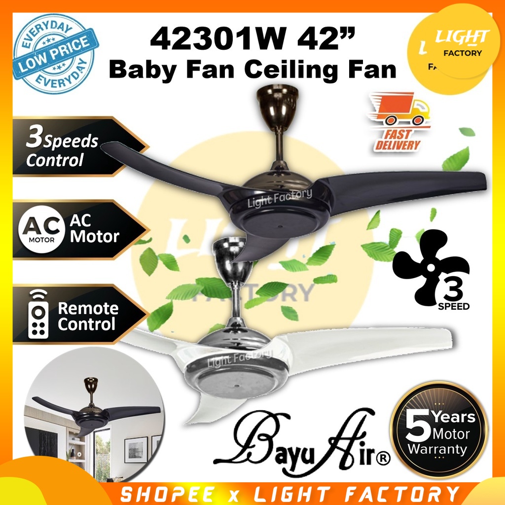 Bayu Air 42" 3 Blades AC Motor Baby Fan with 3 Speeds Remote Control ...