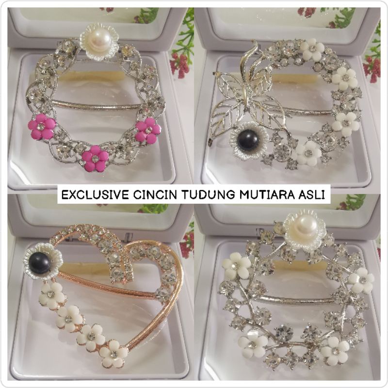 (FREE BOX) RING CINCIN TUDUNG BAWAL SCARF MUTIARA ASLI HIJAB PIN ...