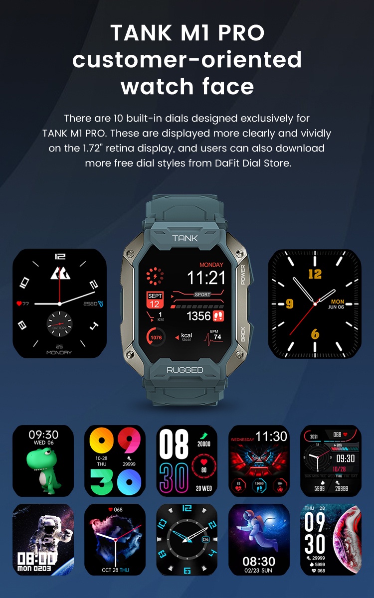 KOSPET TANK M1 PRO Smart Watch Men Rugged Outdoor Sport Fitness Tracker ...