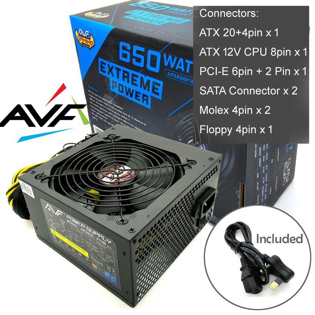Official AVF 500W/550W/650W/750W/APS R500 (80 Plus) Power Supply with ...