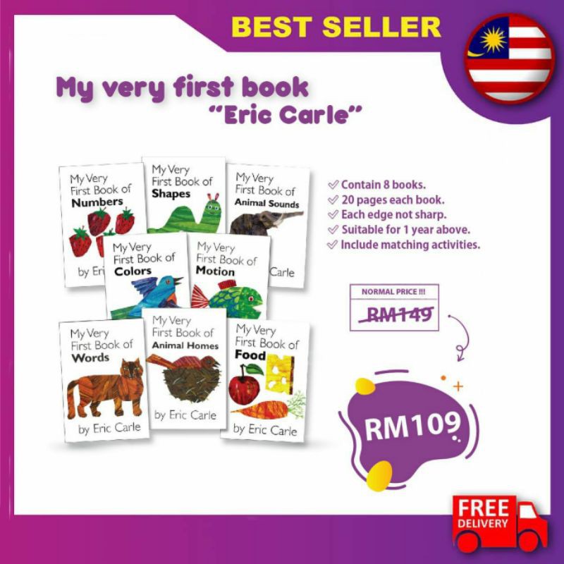 ERIC CARLE My Very First Book Set For 1 Year Old Above Kids | Shopee ...