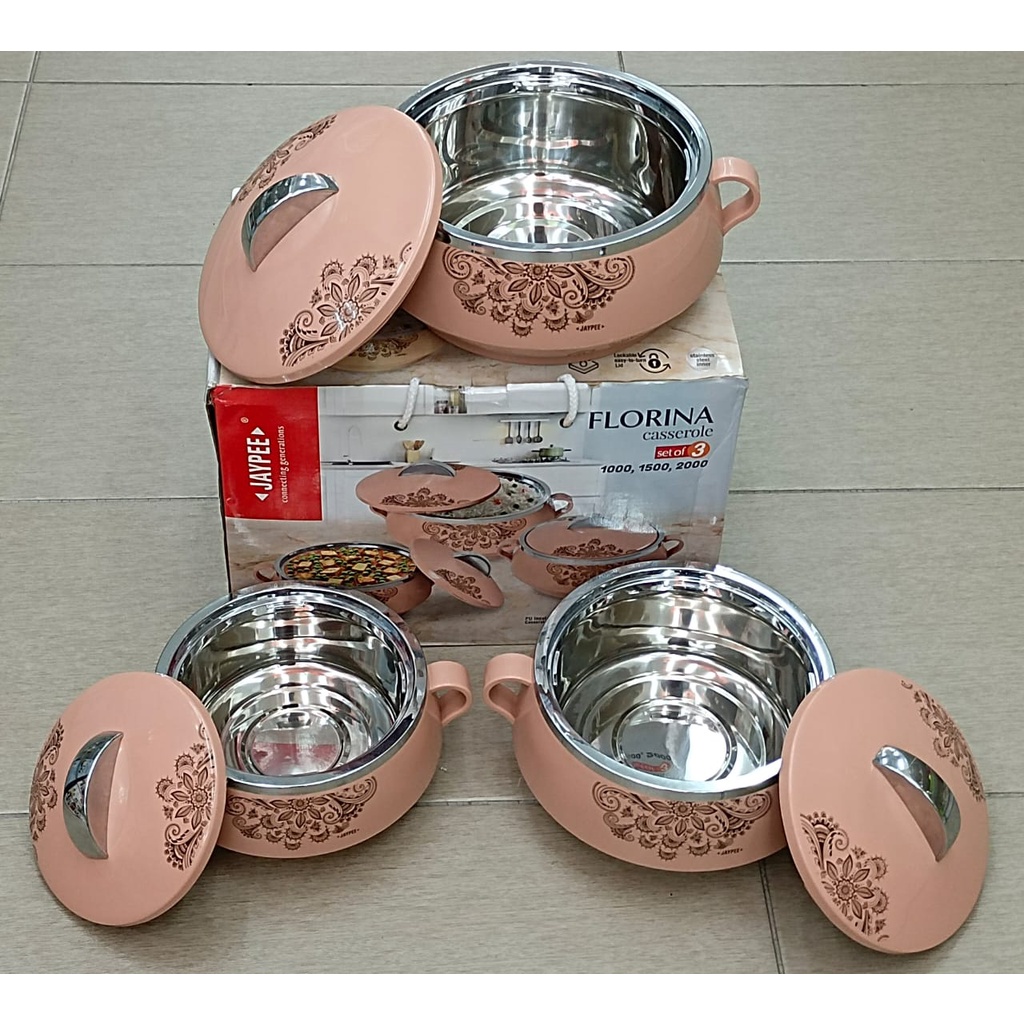 Jaypee Florina Casserole/Hot Box Set of 3 (1000ml/1500ml/2000ml ...