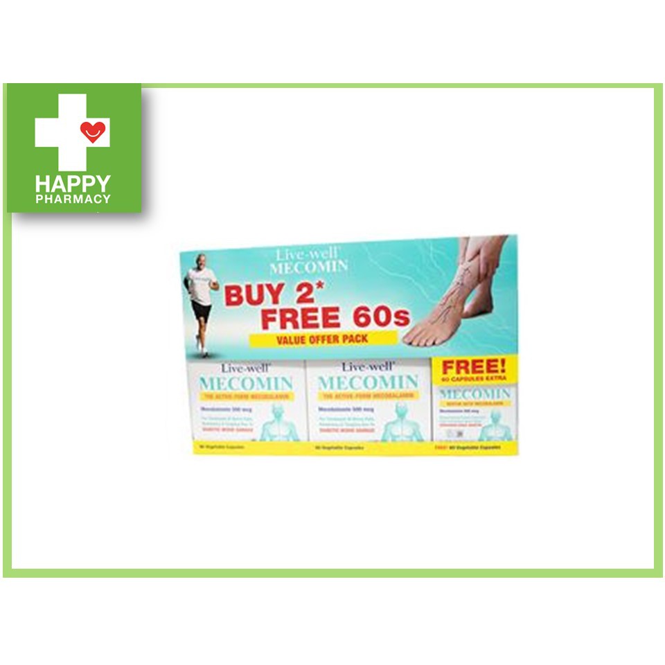 Live-well Mecomin 500 mcg 2x90 Capsules + 60 Capsules FREE 1 ...