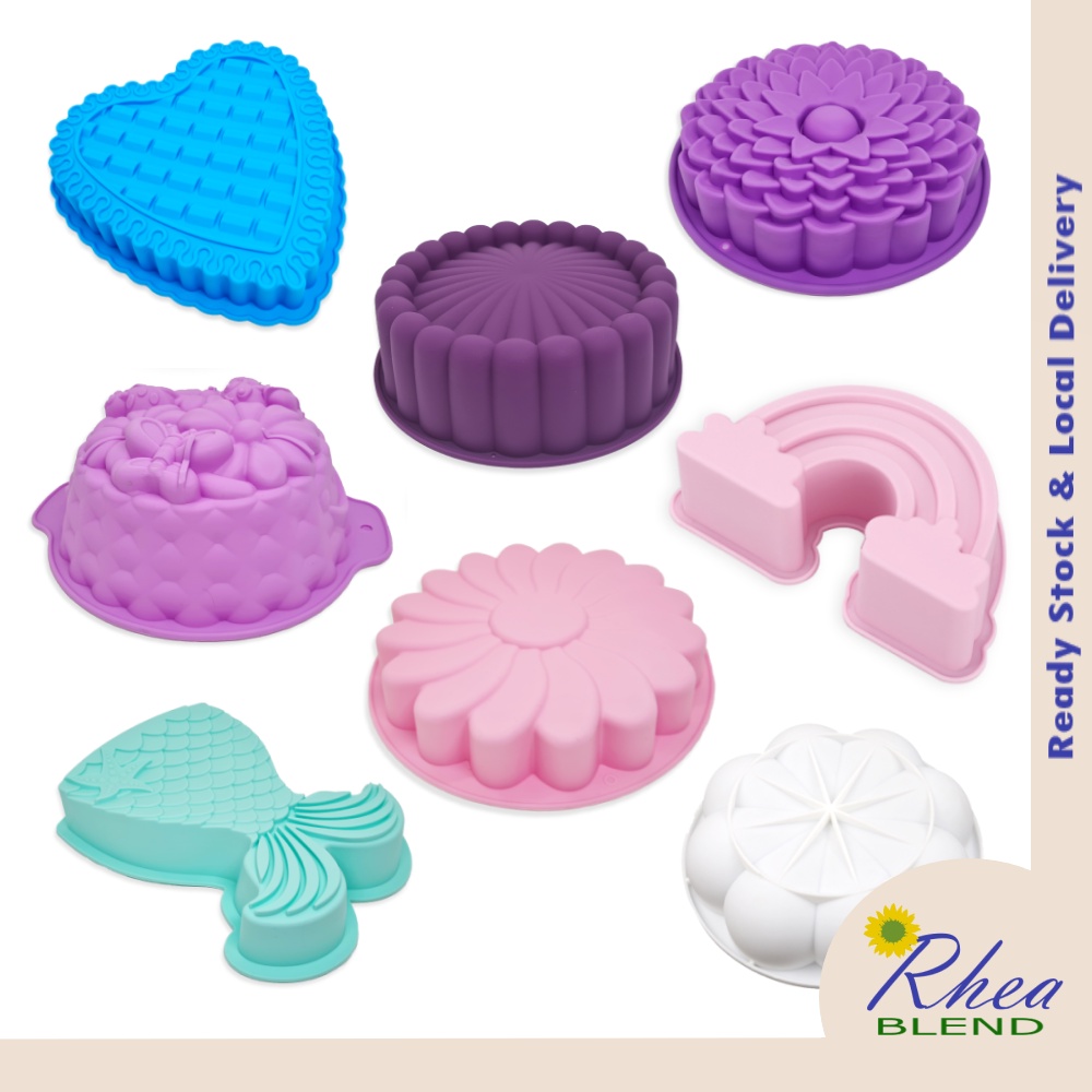 Medium Silicone Cake Mould Mold Baking Pan Round Mermaid Rainbow ...