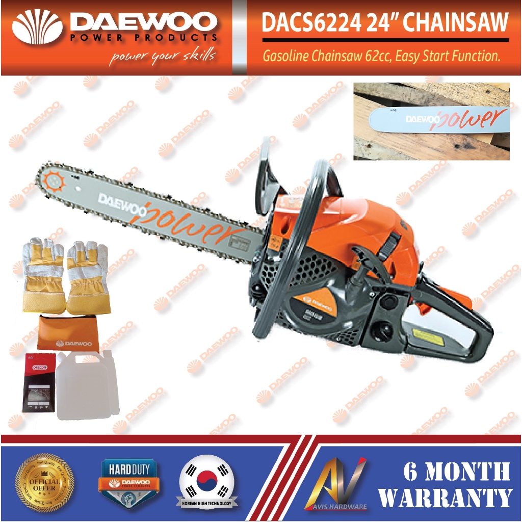 Daewoo DACS6224 24” Chainsaw 62CC with easy starter | Shopee Malaysia