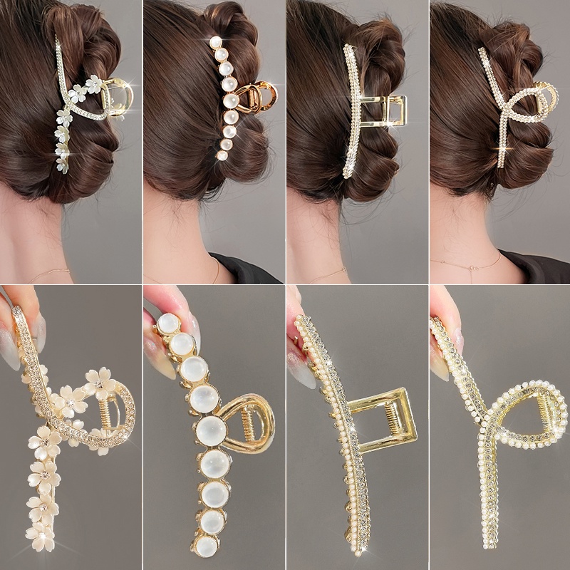 Korean Metal Grab Clip Large Hairpin Female Back Head Shark Clip ...