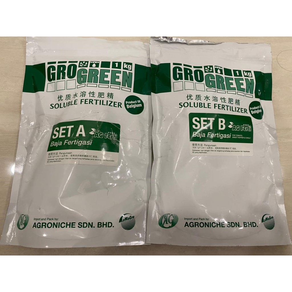 Baja AB 1 KG + 1 KG Grogreen Fertigasi Sayur dan Chili - 1 set | Shopee ...