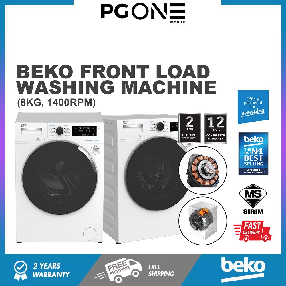 Beko 8kg Front Load Washer 1400rpm WTV8744X0A ( Mesin Basuh ) | Shopee ...