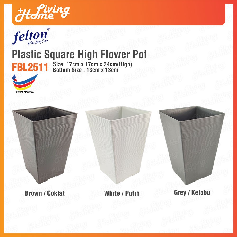 Square Plastic Flower Pot High (Pasu Bunga Plastik Tinggi) Diameter ...