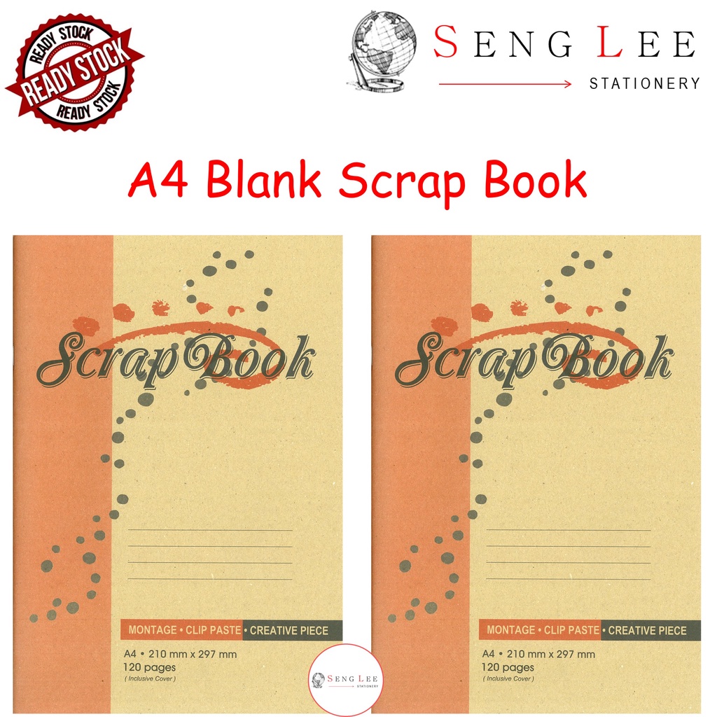 UNI A4 Scrap Book 70gsm 120pages Stapler Bind Montage Clip Paste ...